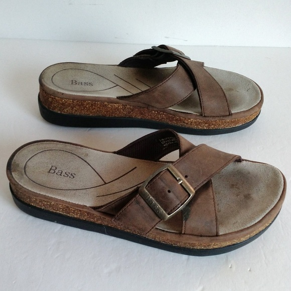 Bass | Shoes | Bass Leather Criss Cross Platform Slip On Sandals 55 6 ...